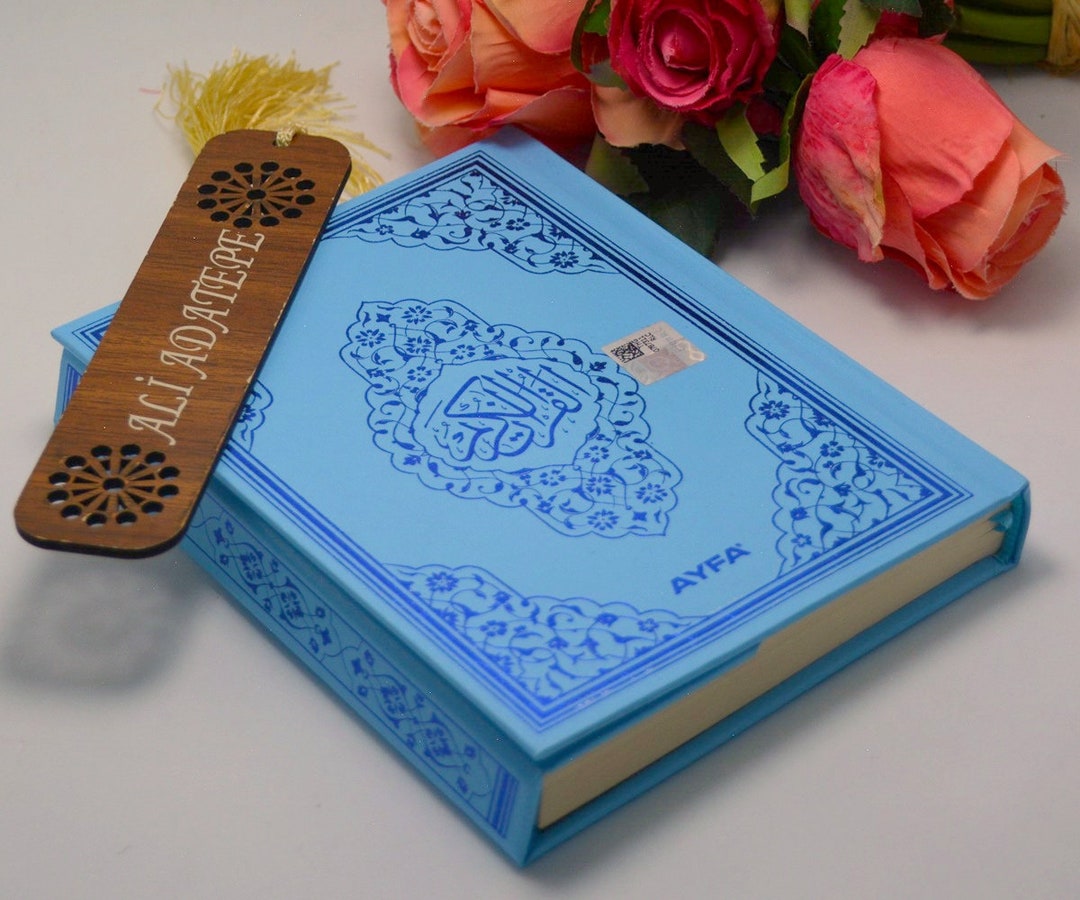 CUSTOM BLUE QURAN, Muslim Mubarak Qr Code Kuran, Madina Script Small ...