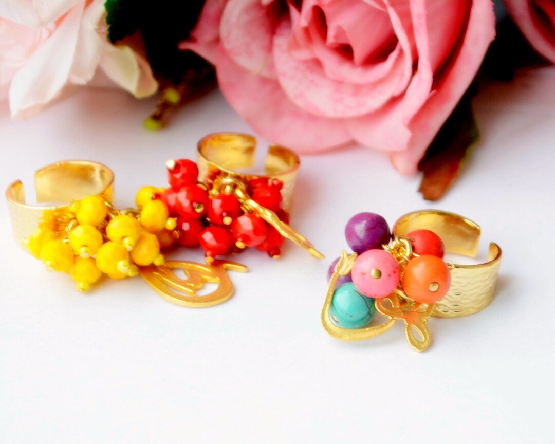 Muslim Golden Ring, Arabic Calligraphy Ring, Allah Name Gemstone ...