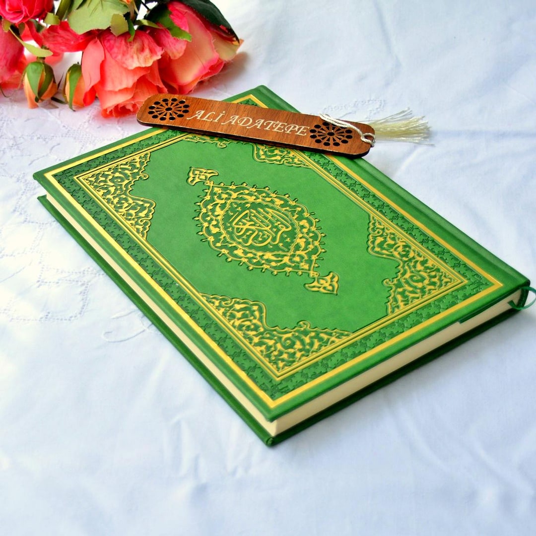 Green Medium Size Faux Leather Arabic Hard Cover Quran, Birthday Gift ...