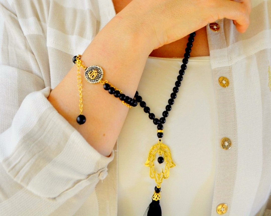 HAND ISLAMIC Black ROSARY/ Islam Khamsa Woman / Hot Islamic Accessory ...