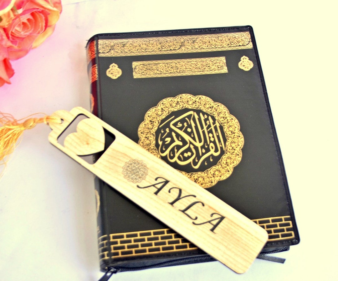 Qabaa QR Code Arabic Quran Carry Case Black Customized Faux Leather ...