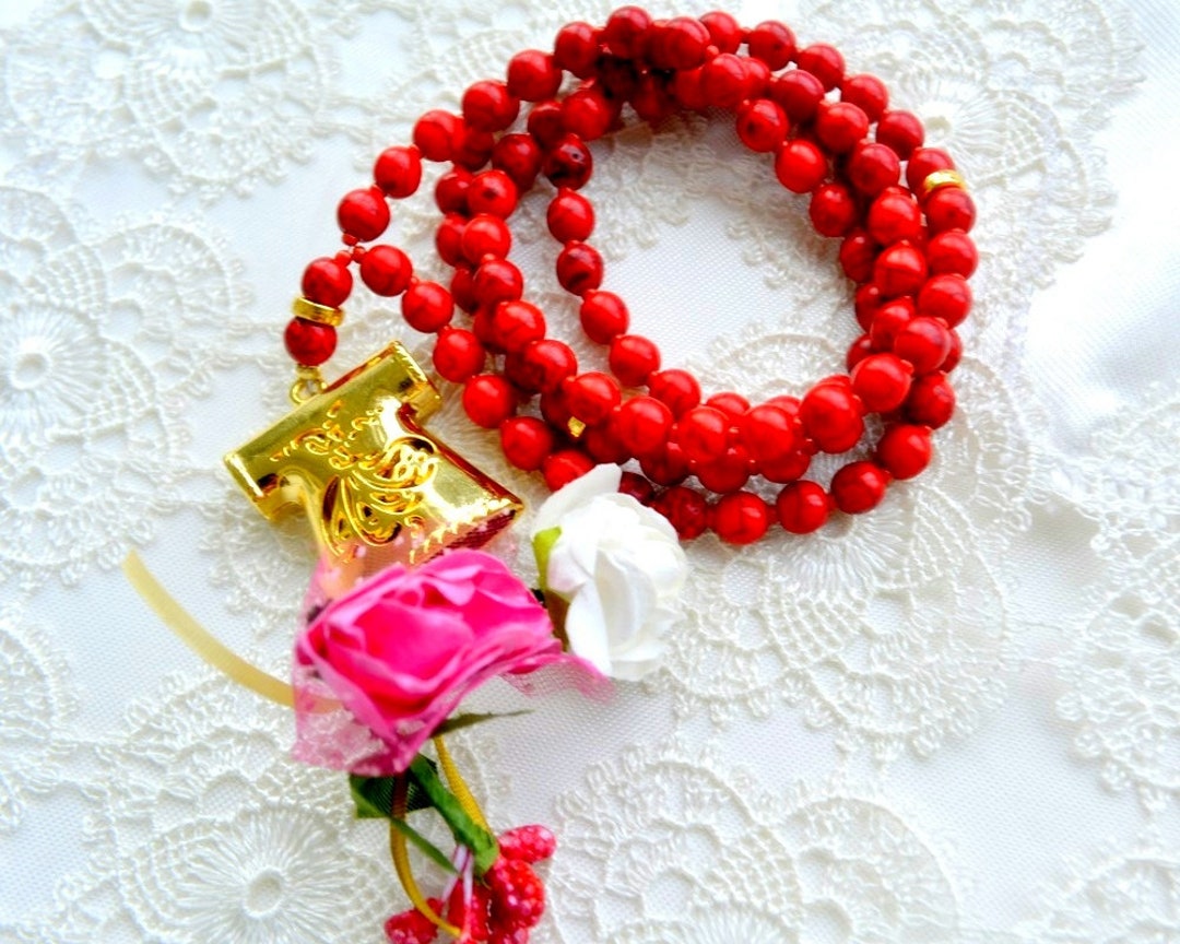 RED MUSLIM Tasbeeh ROSARY, Handmade Ottoman Caftan, Turkish Robe ...