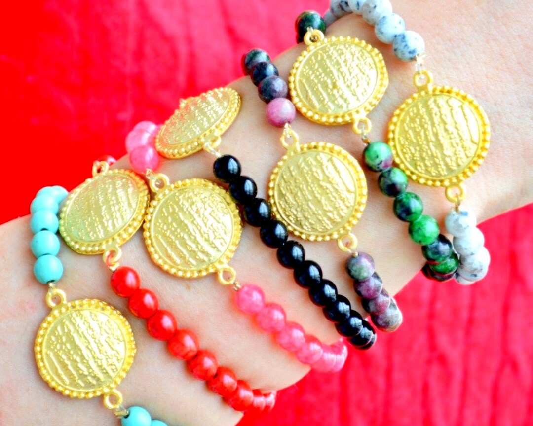 AYATAL KURSI Bead BANGLE, Muslim Amulet Gemstone Bracelet, Religious ...