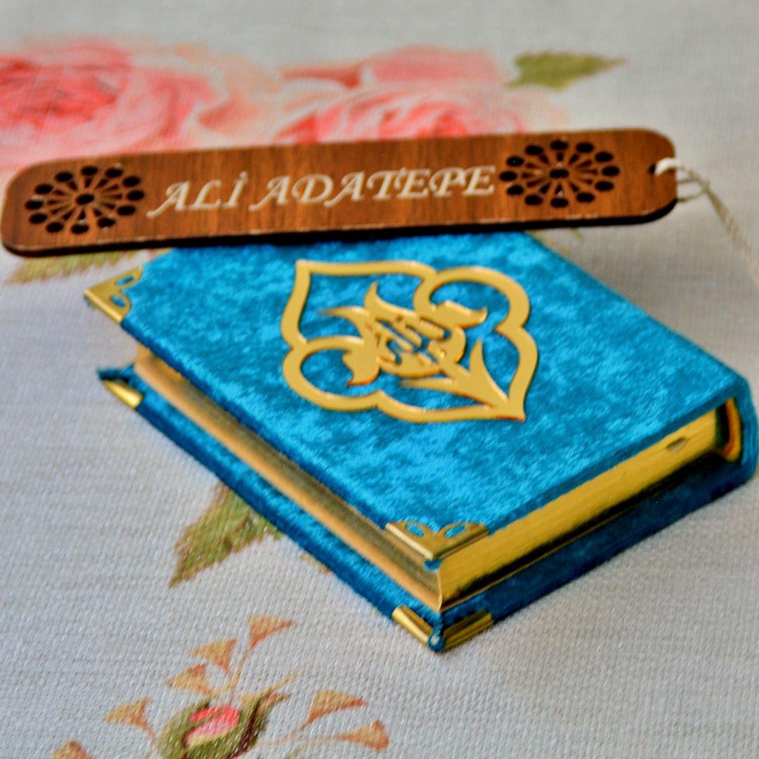 Blue Velvet Quran Book, Customized Back to School Gift for Muslim ...
