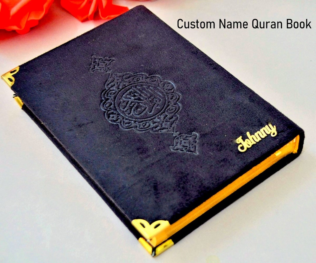 Black Velvet Silver Custom Small Size Quran Book Customized Name ...