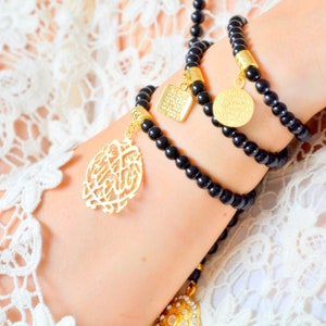 Golden AYATUL KURSI Bangle, Holiday Gift to Muslim, Calligraphy Nass ...