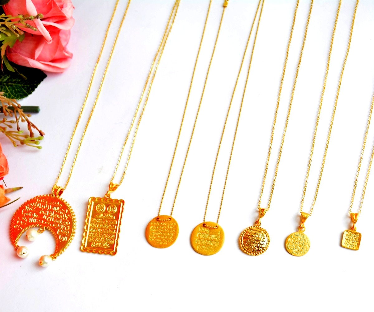 AYATUL KURSI Disc NECKLACE, Al Nas Surah Choker, Al Ayatal Qursi Golden ...