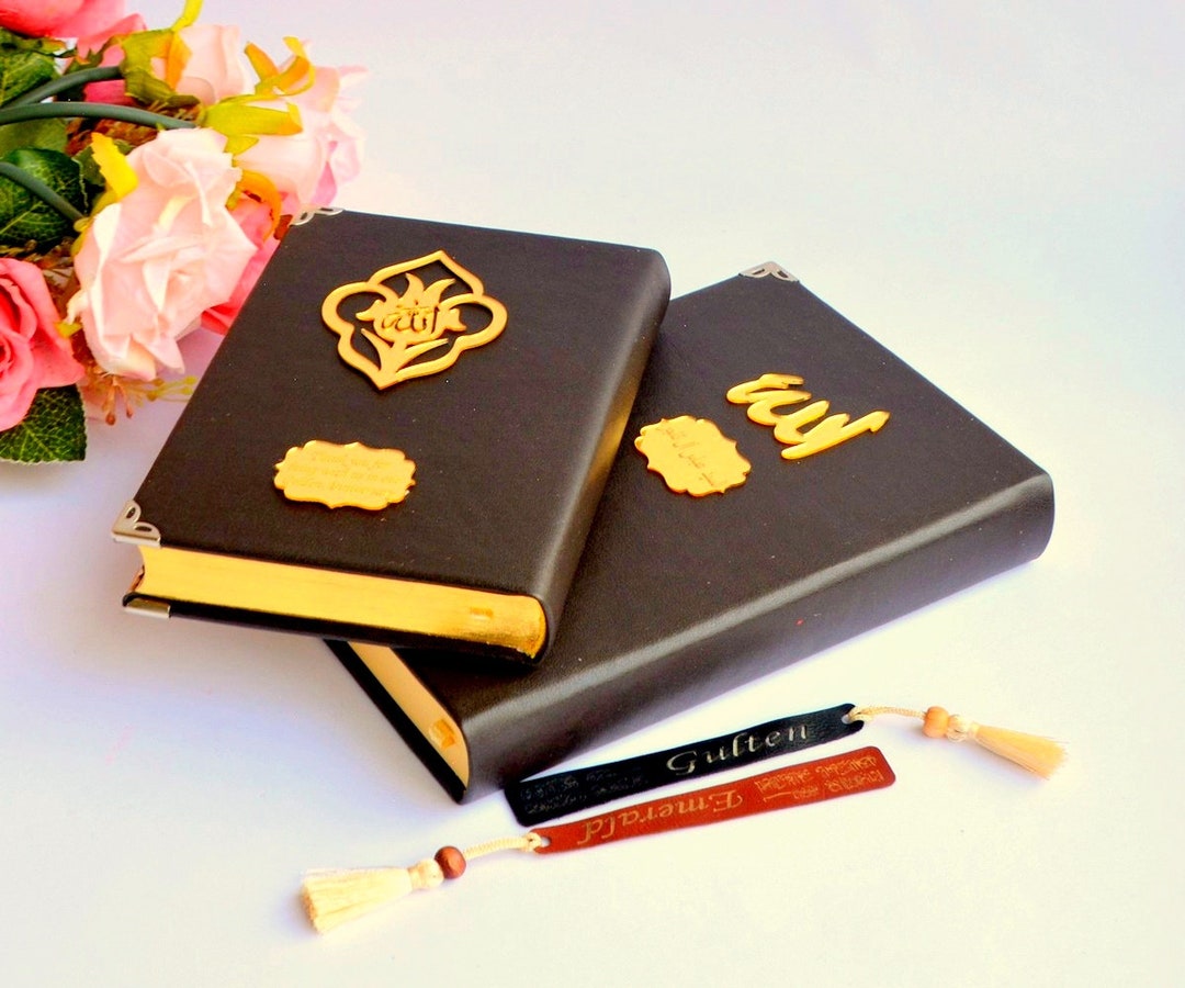 Black Custom Quran Book Wedding Gift for Muslim Couple Medium Size ...