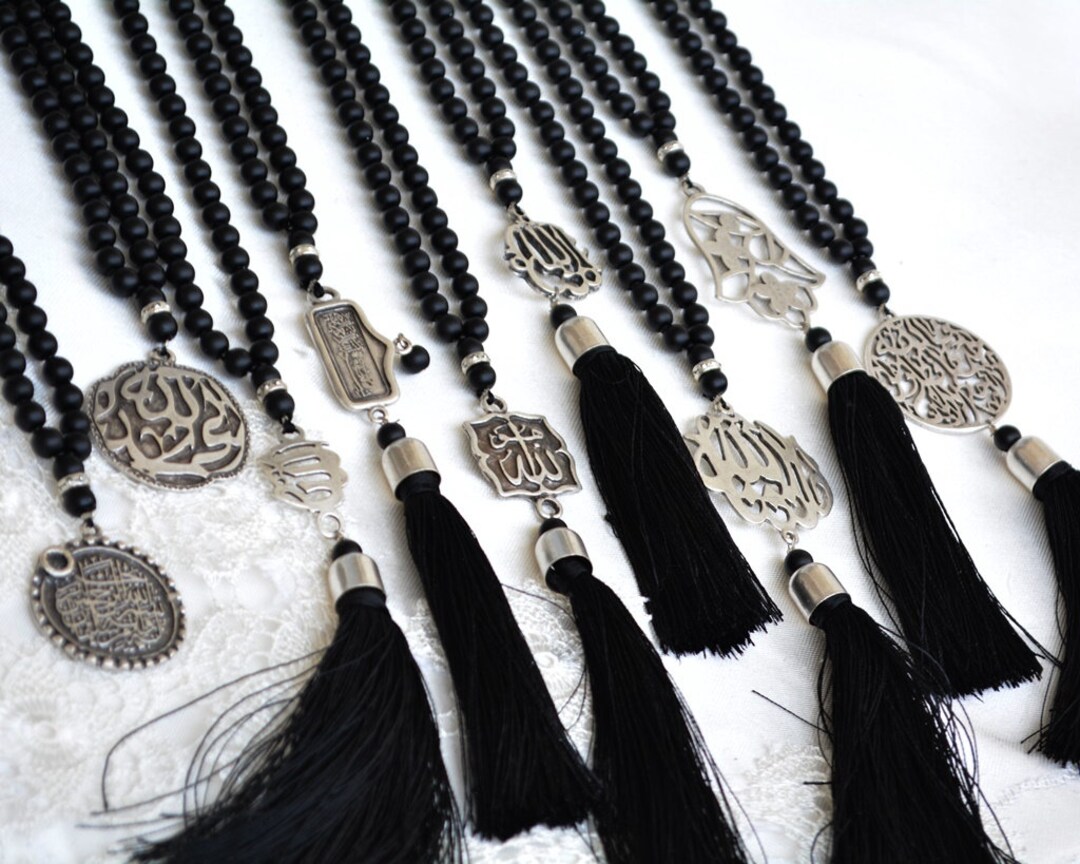 BLACK ONYX Dhikr ROSARY, 99 Janamaz Worship Versatile Islamic Pick ...