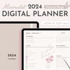 Soft Pink Undated Digital Planner Minimalist, Cute Kawaii Dated ...