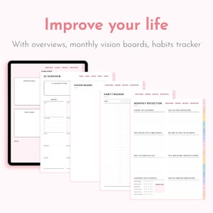 Soft Pink Undated Digital Planner Minimalist, Cute Kawaii Goodnotes ...