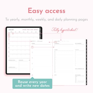 Soft Pink Undated Digital Planner Minimalist, Cute Kawaii Goodnotes ...