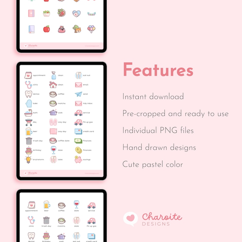 Pastel Everyday Digital Stickers, Goodnotes Stickers Cute Kawaii ...