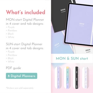 Lavender Purple 2024 Digital Planner Minimalist, Cute Kawaii Dated ...