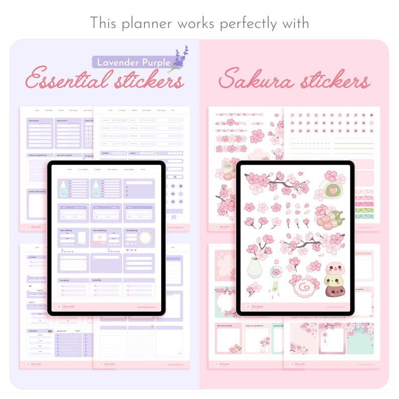 Lavender Purple 2026 Digital Planner Minimalist, Cute Kawaii Dated ...