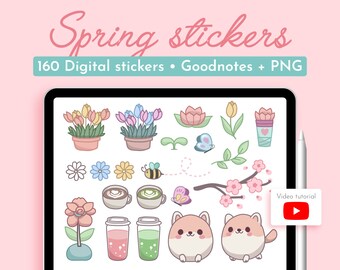 Pastel Everyday Digital Stickers, Goodnotes Stickers Cute Kawaii ...