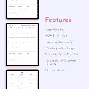 Lavender Purple 2024 Digital Planner Minimalist, Cute Kawaii Dated ...