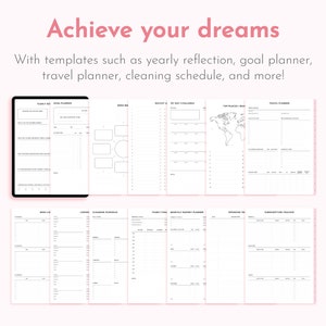 Soft Pink Undated Digital Planner Minimalist, Cute Kawaii Goodnotes ...