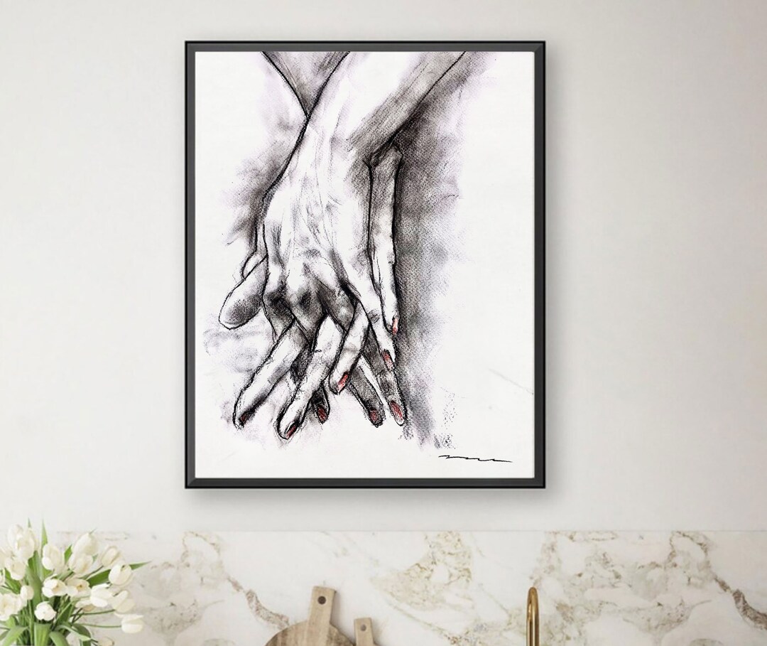 Holding Hands, Drawing Love, Charcoal Sketch - Etsy