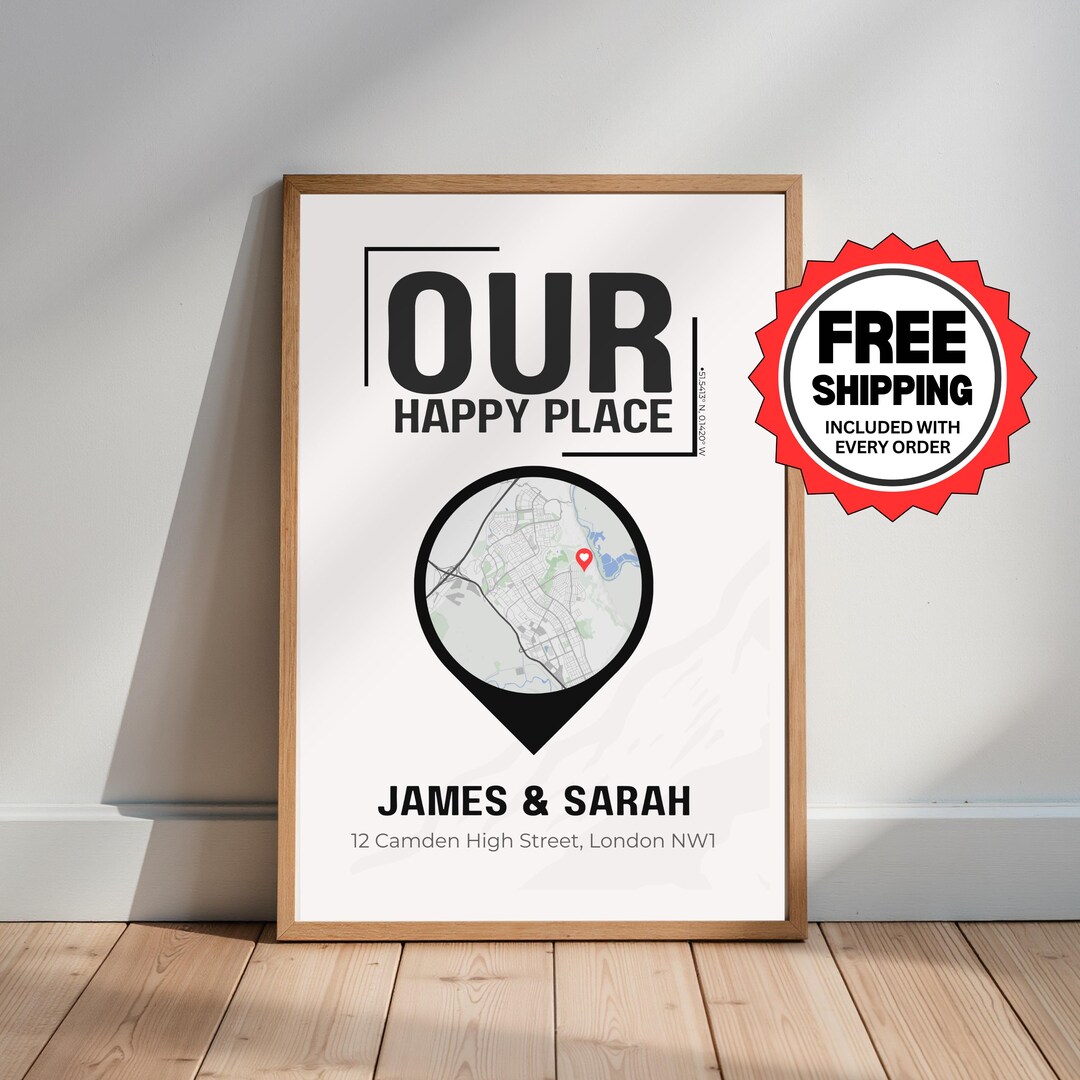 Personalized Location Map Print, Custom Anniversary Gift - Etsy