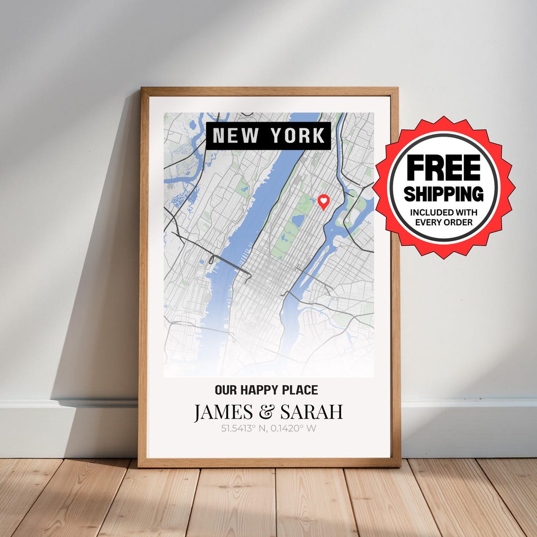 Personalized Location Map Print, Custom Couple Names and Location ...