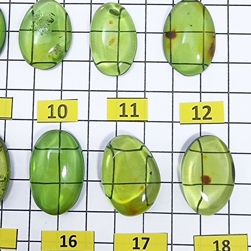 Natural Amber Green Color, Free Shape Flat Bottom Cabochons, Various ...