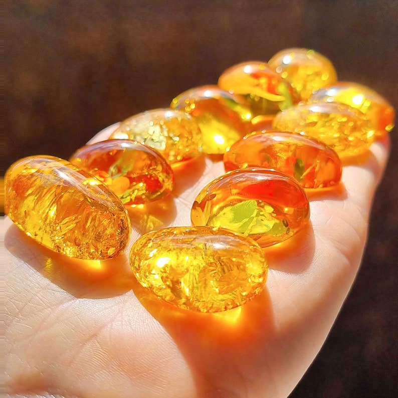 Natural Baltic Amber Yellow Color, Free Shape Flat Bottom Cabochons ...
