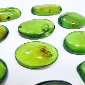 Natural Amber Green Color, Free Shape Flat Bottom Cabochons, Various ...