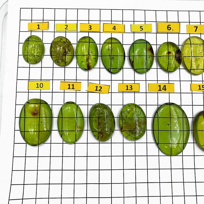 Natural Amber Green Color, Free Shape Flat Bottom Cabochons, Various ...