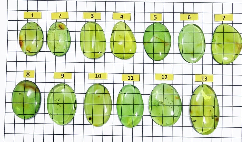 Natural Amber Green Color, Free Shape Flat Bottom Cabochons, Various ...