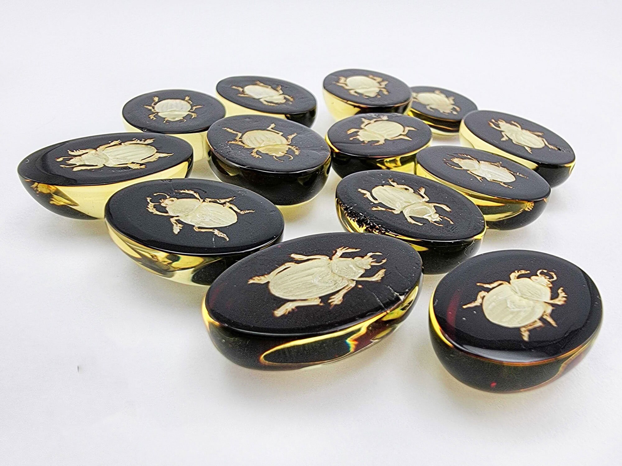 Natural Baltic Amber Scarab Intaglio Cherry Color Bottom, Regular ...