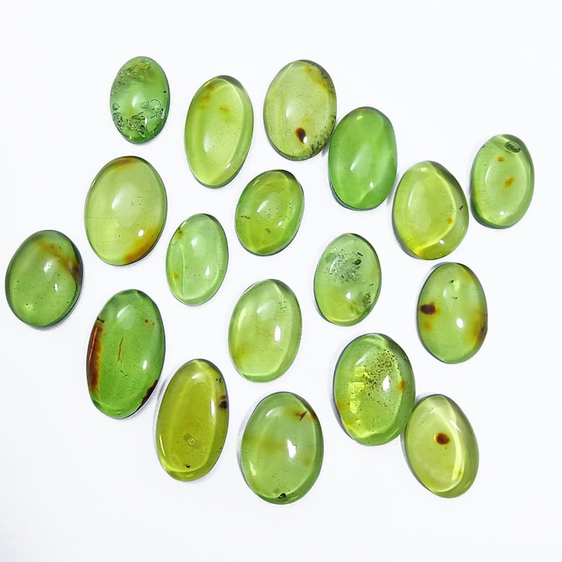 Natural Amber Green Color, Free Shape Flat Bottom Cabochons, Various ...