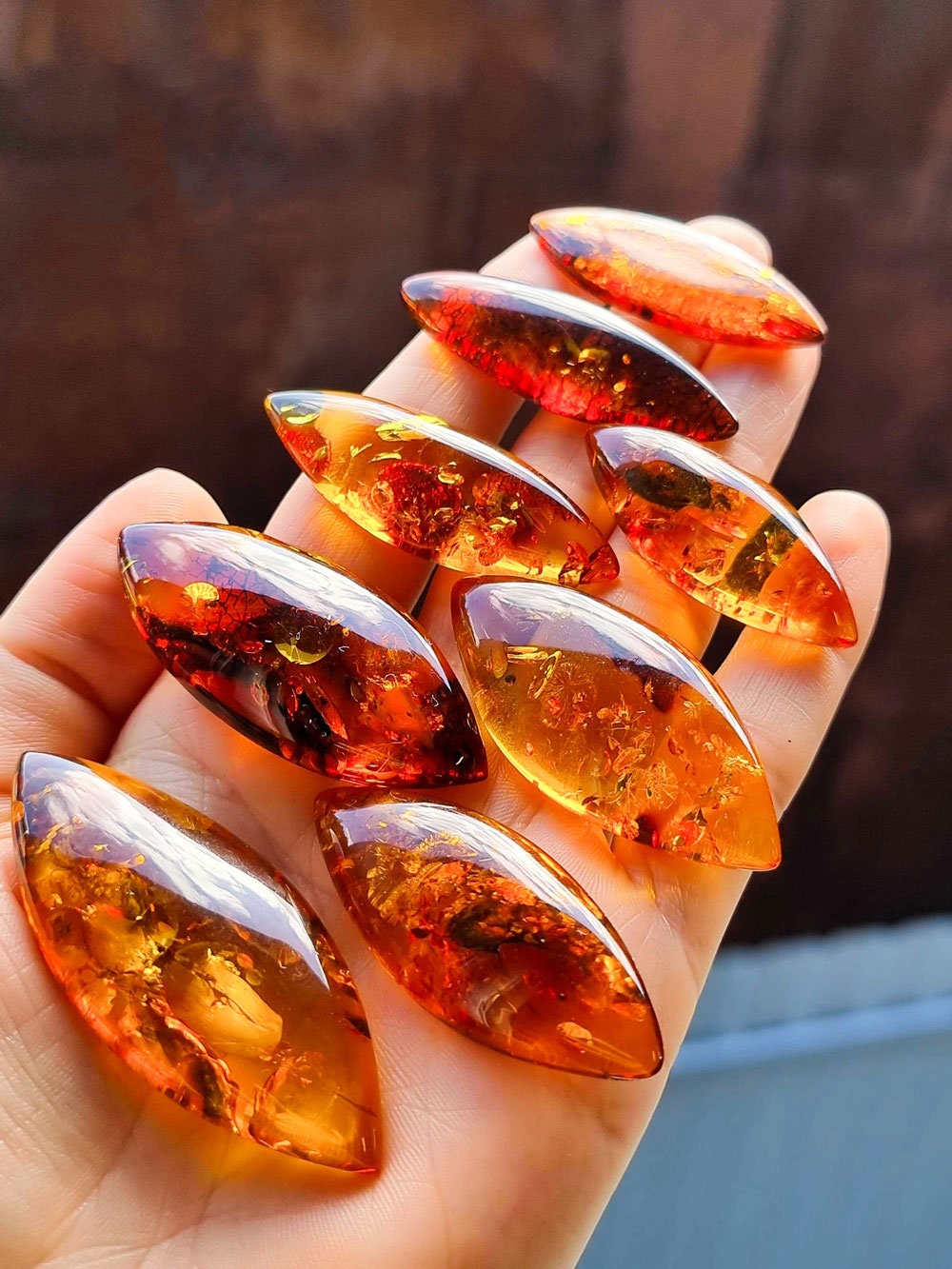 Natural Baltic Amber Cognac Color, Free Marquise Shape Flat Bottom ...