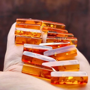 Natural Baltic Amber Cognac Color, Rectangular Shape Cabochons, Various ...