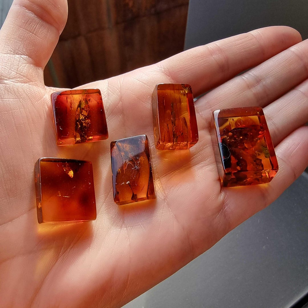 Natural Baltic Amber Cognac Color, Free Rectangular Shape Flat Bottom ...