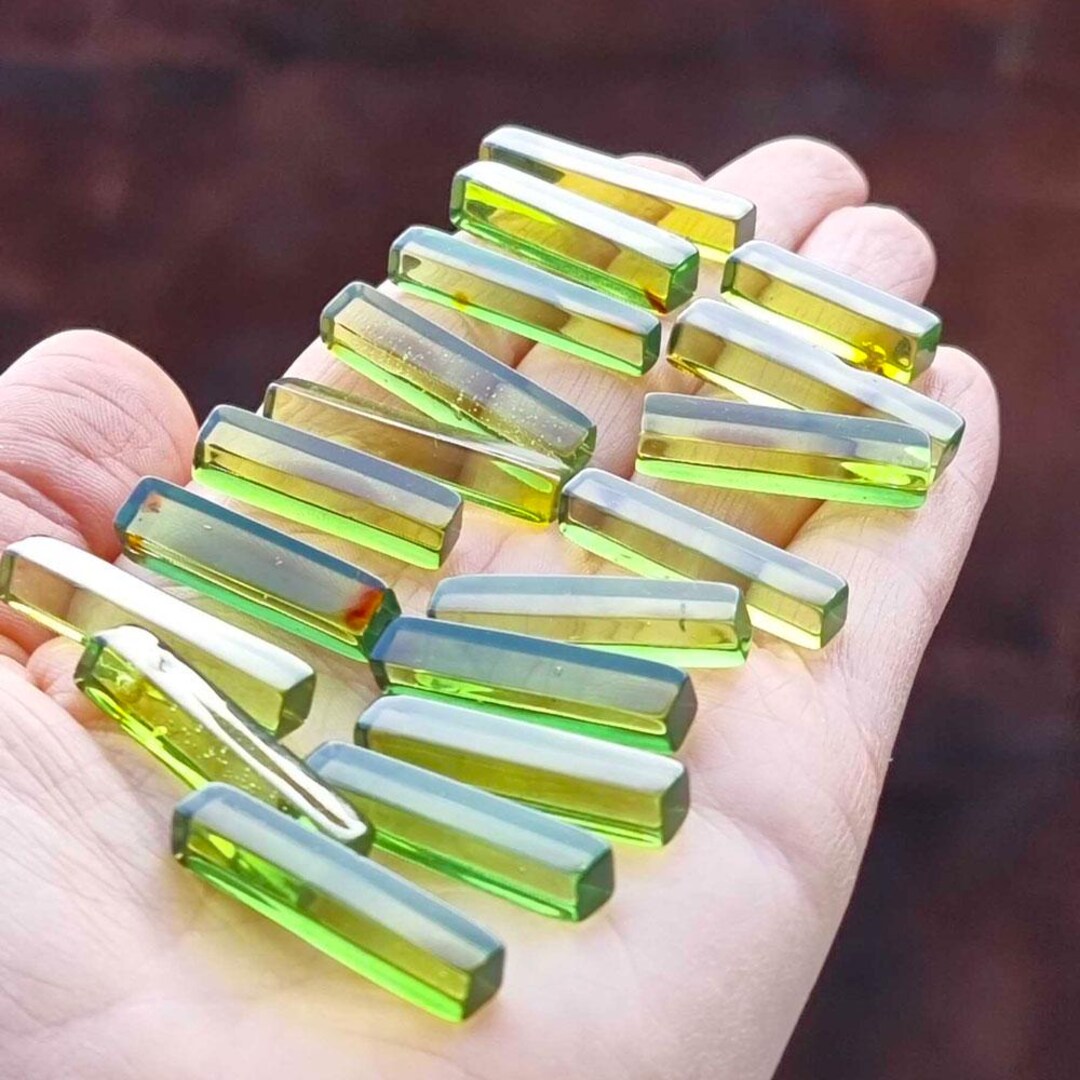 Natural Amber Green Color, Rectangular Shape Cabochons, Various Sizes ...
