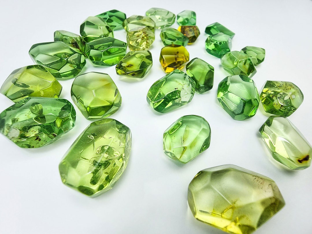 Natural Amber Green Color, Faceted Cut Shape Stones, Various Sizes. - Etsy