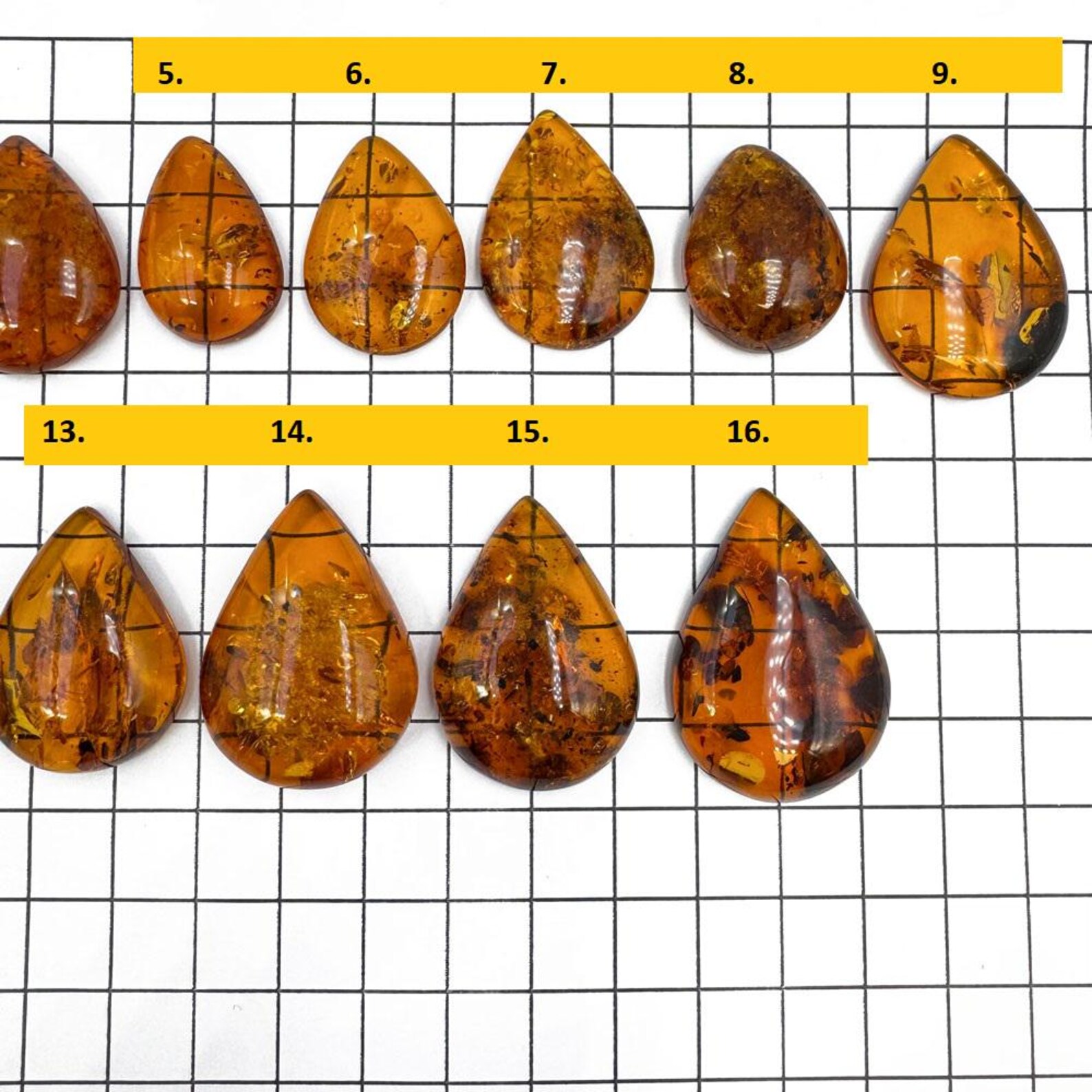 Natural Baltic Amber Cognac Color, Free Drop Shape Flat Bottom ...