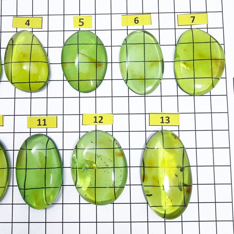 Natural Amber Green Color, Free Shape Flat Bottom Cabochons, Various ...