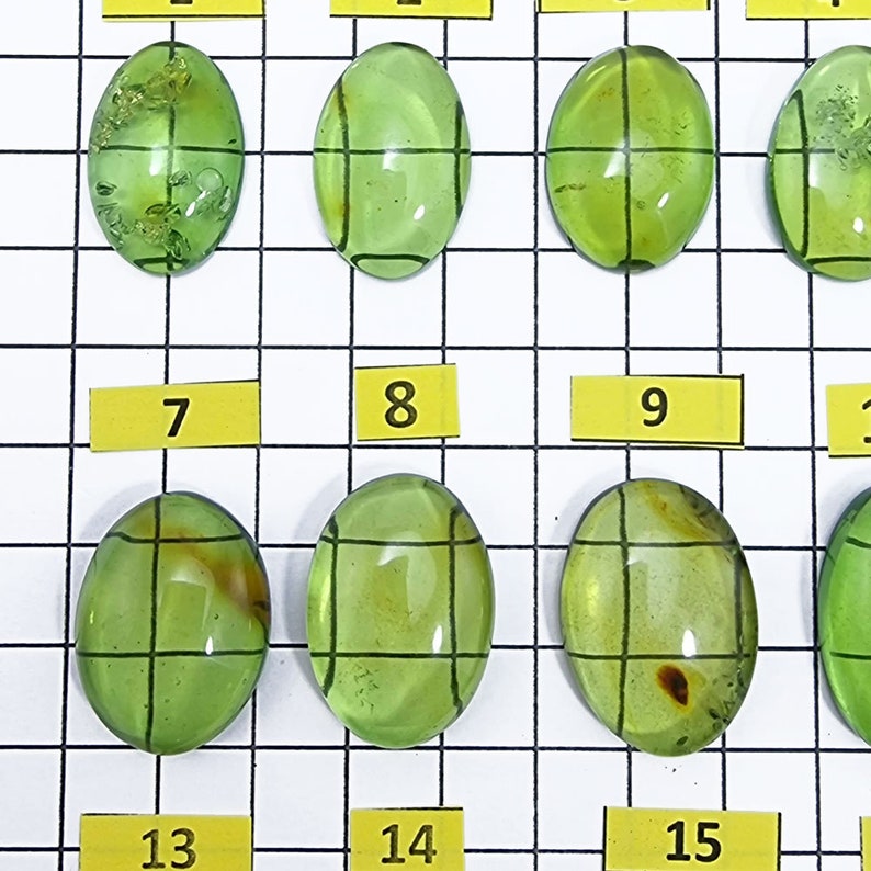 Natural Amber Green Color, Free Shape Flat Bottom Cabochons, Various ...