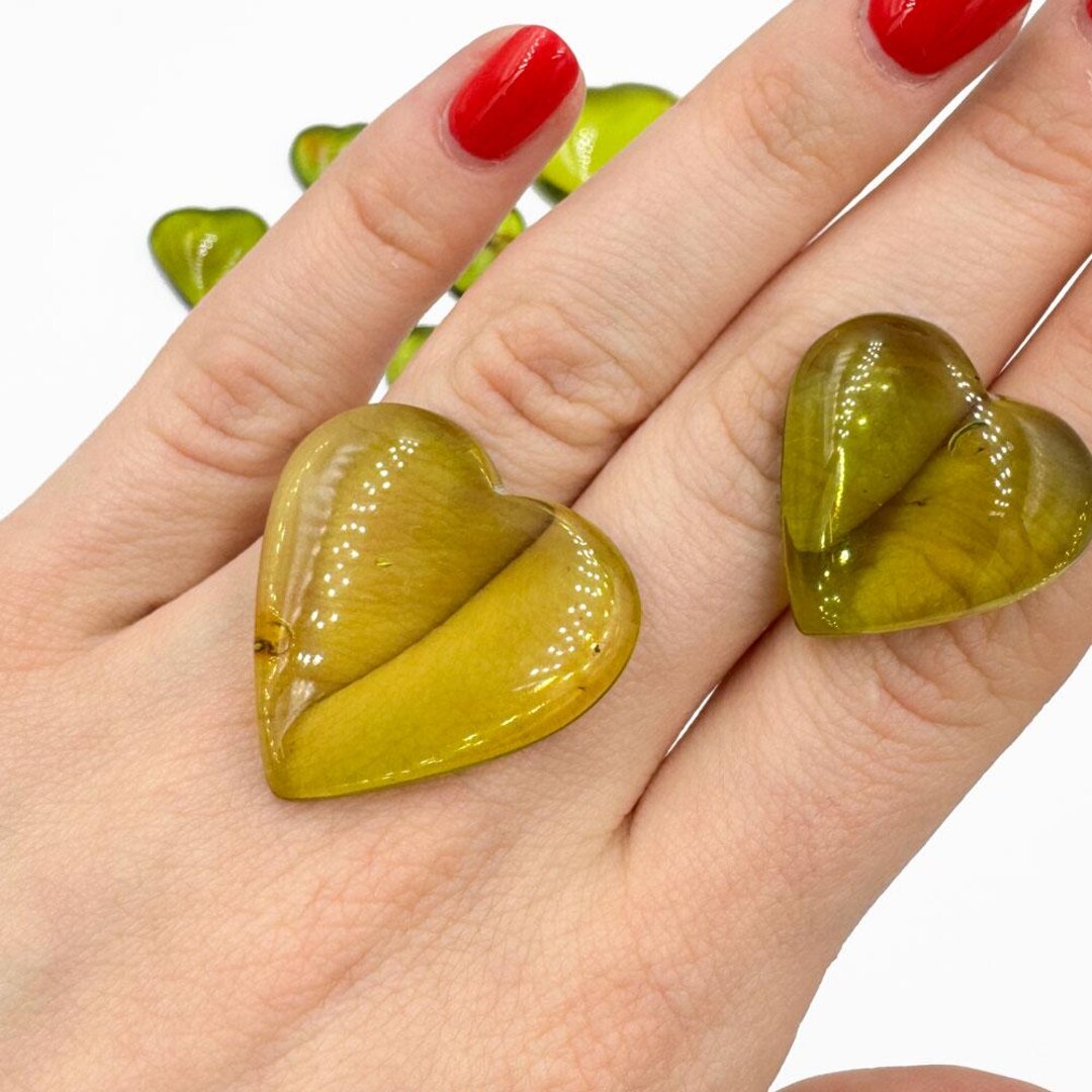 Natural Amber Green Color, Free Heart Shape Flat Bottom Cabochons ...