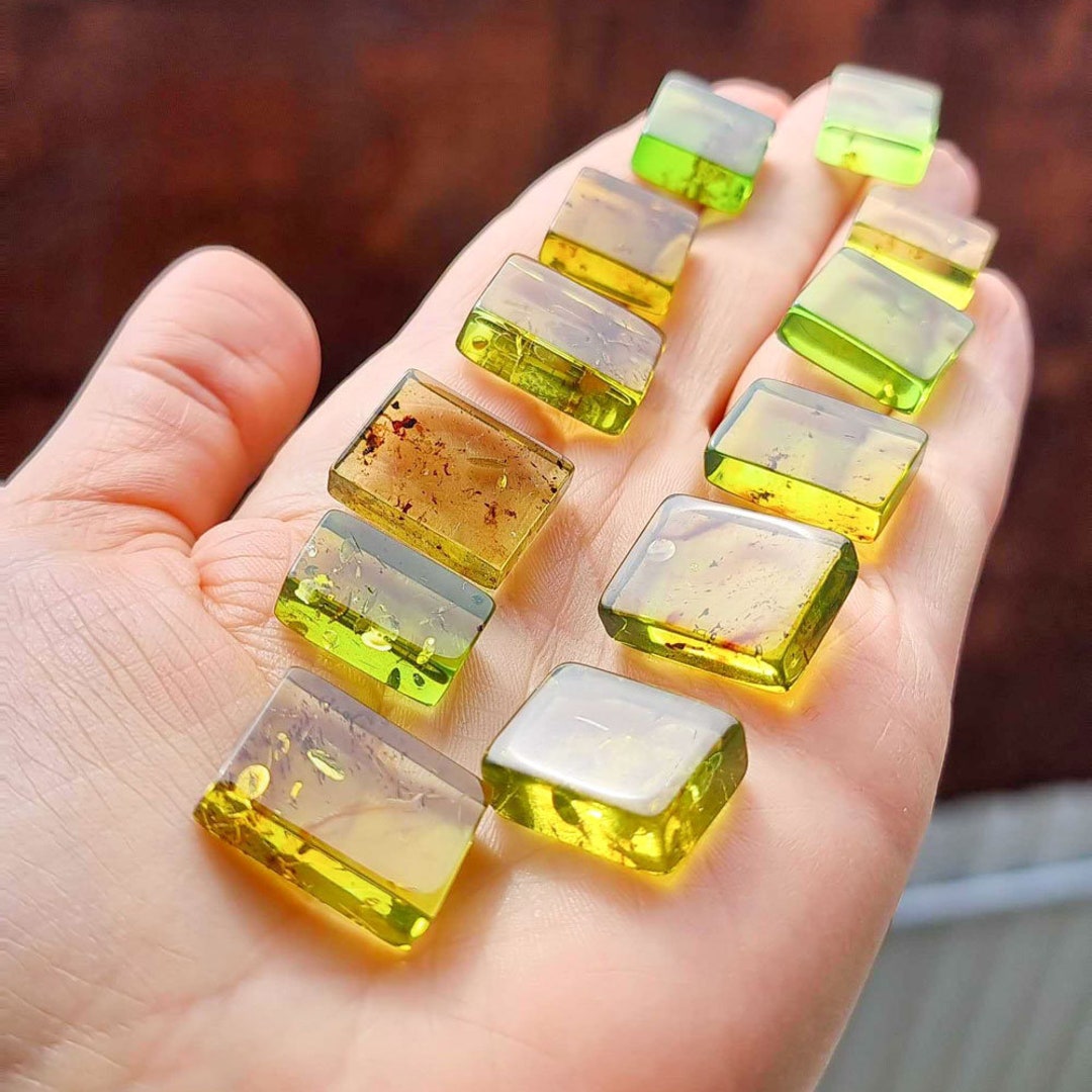 Natural Amber Green Color, Rectangular Shape Cabochons, Various Sizes ...