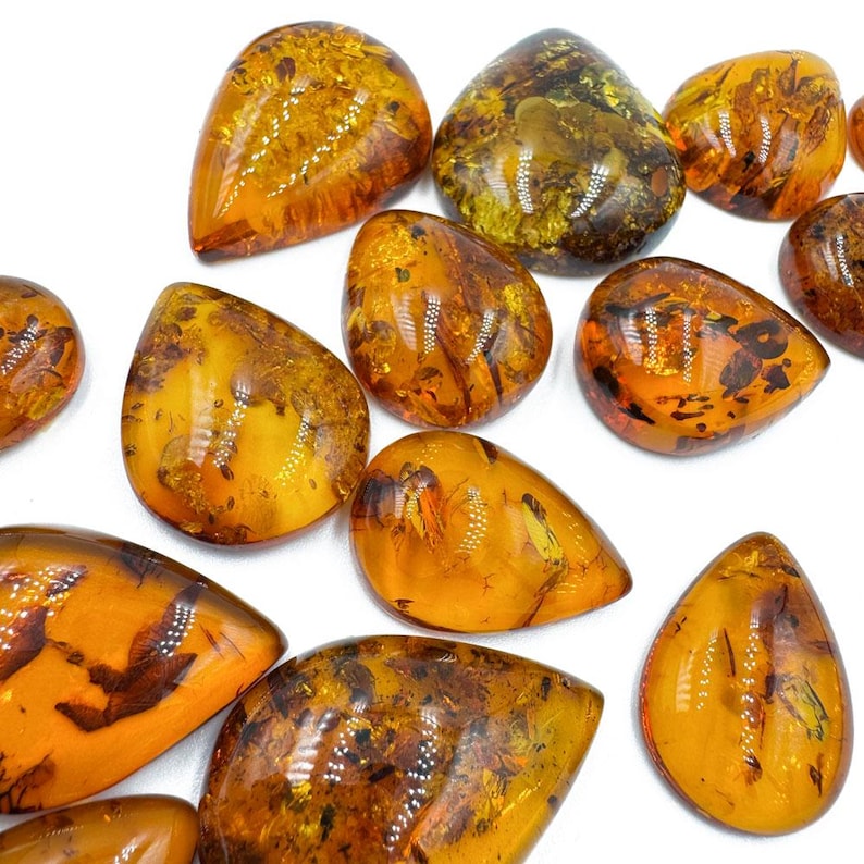 Natural Baltic Amber Cognac Color, Free Drop Shape Flat Bottom ...