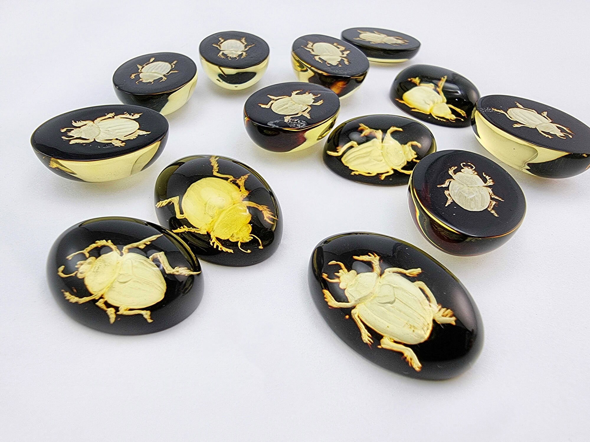 Natural Baltic Amber Scarab Intaglio Cherry Color Bottom, Regular ...