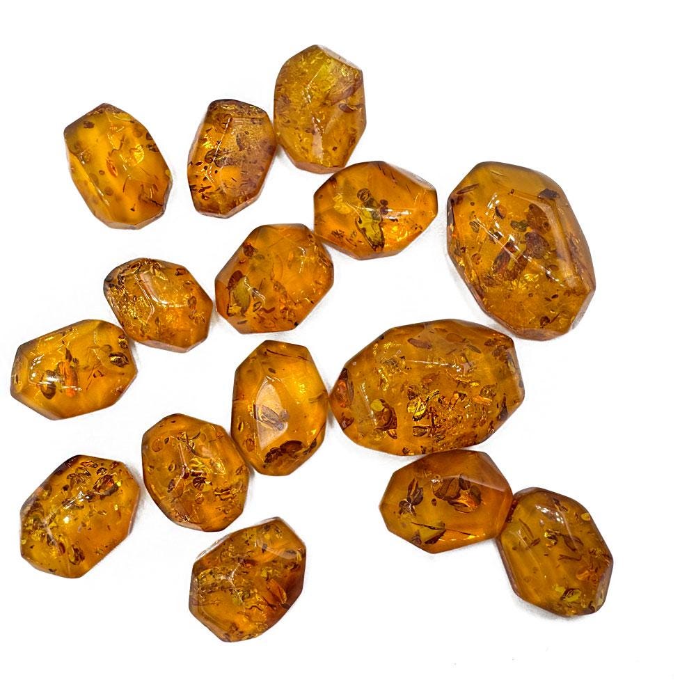 Natural Baltic Amber Cognac Color, Faceted Cut Shape Cabochons, Various ...
