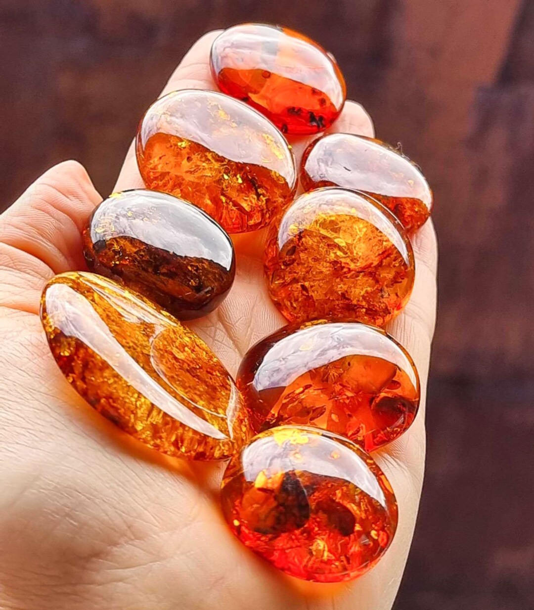Natural Baltic Amber Cognac Color, Free Shape Flat Bottom Cabochons ...