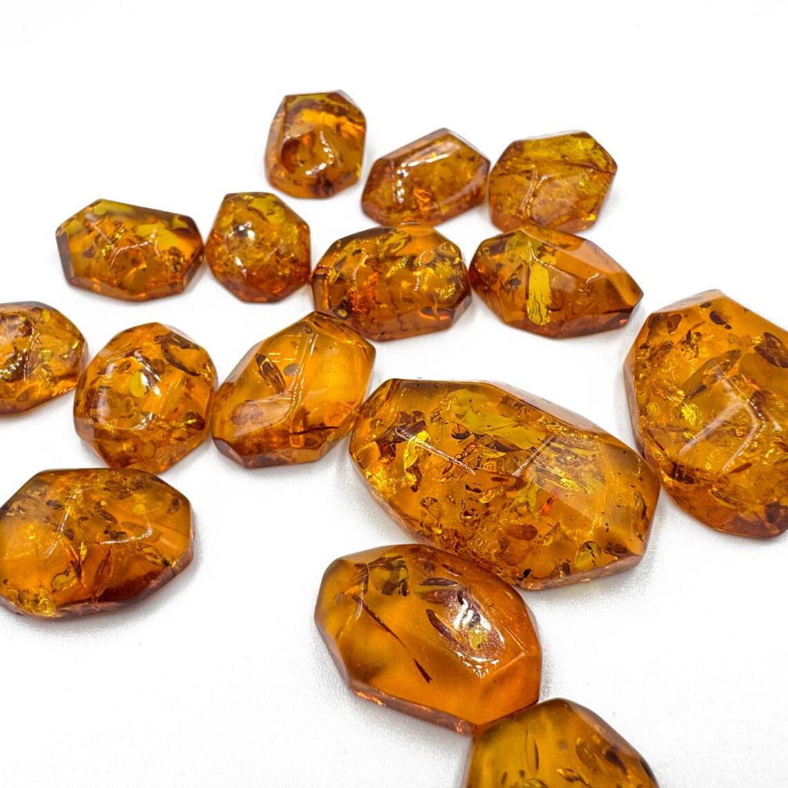 Natural Baltic Amber Cognac Color, Faceted Cut Shape Cabochons, Various ...