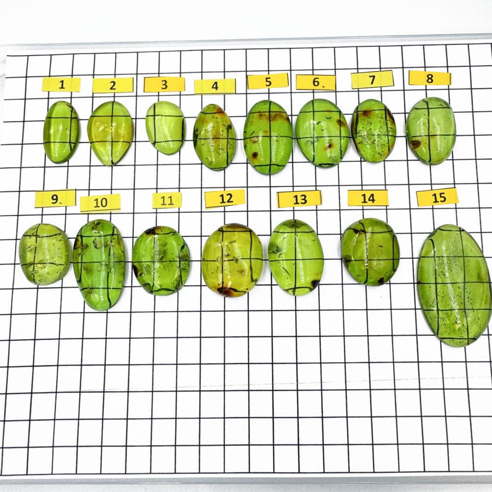 Natural Amber Green Color, Free Shape Flat Bottom Cabochons, Various ...