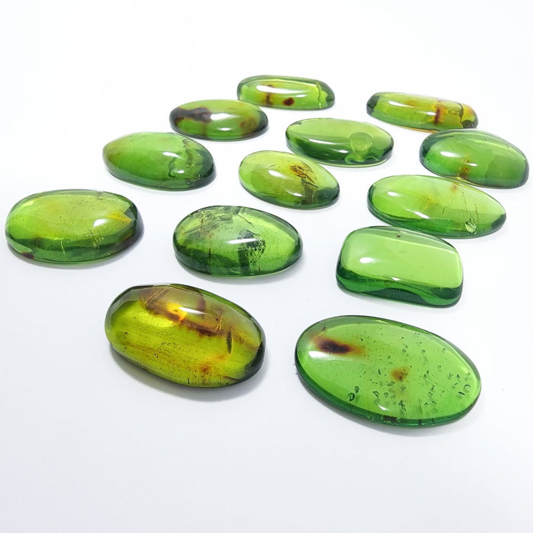 Natural Amber Green Color Free Shape Flat Bottom Cabochons - Etsy UK