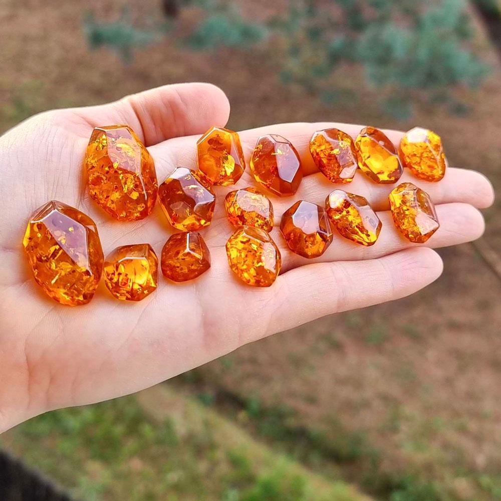 Natural Baltic Amber Cognac Color, Faceted Cut Shape Cabochons, Various ...